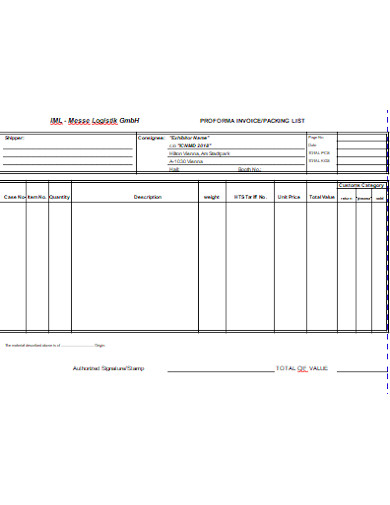 Proforma - 10+ Examples, Format, Sample | Examples