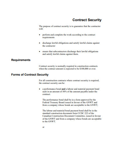Security Contract - 10+ Examples, Format, Pdf | Examples