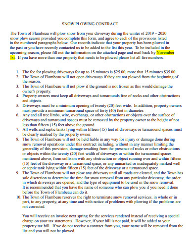 Snow Plowing Contract - 10+ Examples, Format, Pdf | Examples