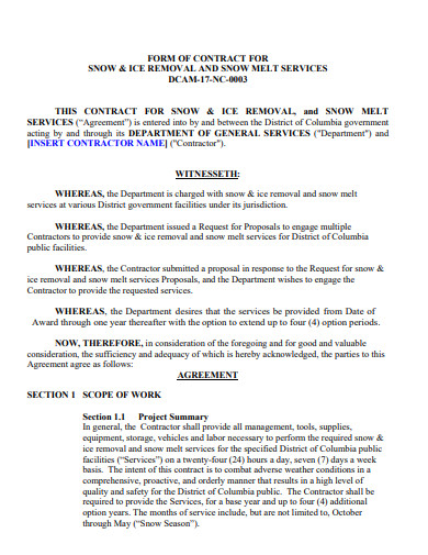 Snow Plowing Contract - 10+ Examples, Format, Pdf | Examples