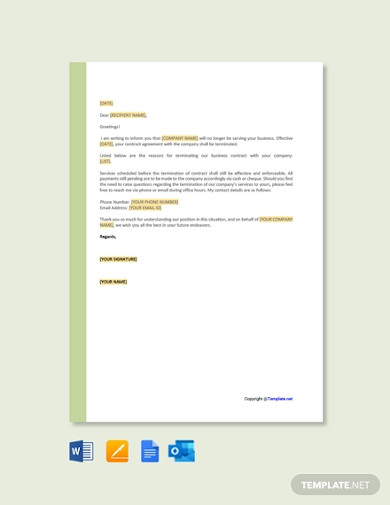 Termination of Services Letter - 10+ Examples, Format, Sample | Examples