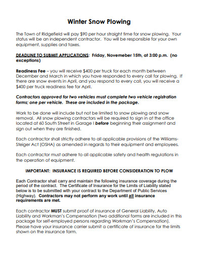 Snow Plowing Contract - 10+ Examples, Format, Pdf | Examples