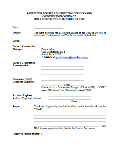 Pre-construction Services Agreement - 10+ Examples, Format, Pdf | Examples
