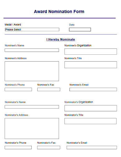 Award Nomination Form - 10+ Examples, Format, Pdf | Examples