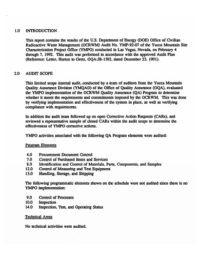 Quality Audit Report - 10+ Examples, Format, Pdf | Examples