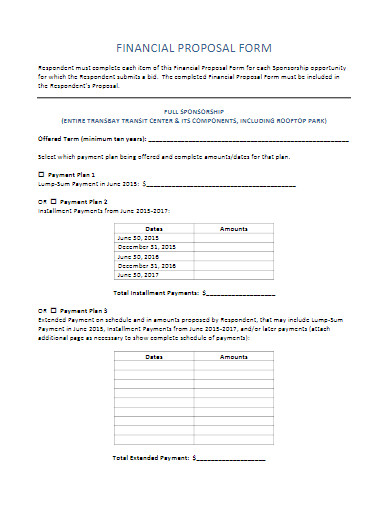 Financial Proposal - 10+ Examples, Format, Pdf | Examples