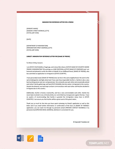 Immigration Reference Letter 10 Examples Format Sample Examples