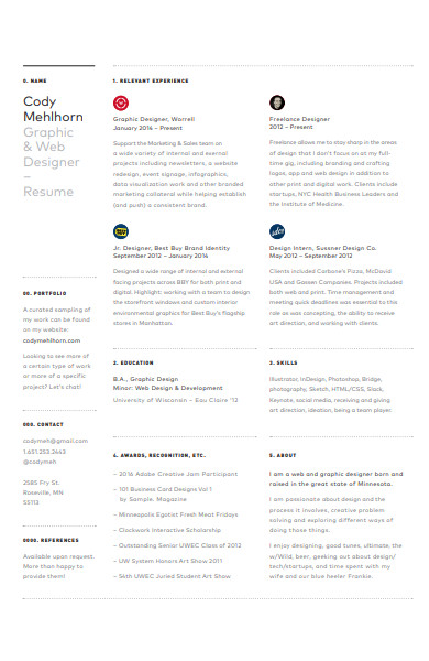 Graphic Designer Resume - 15+ Examples, Format, PDF