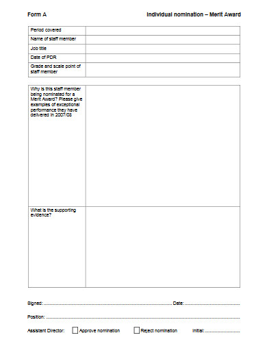Award Nomination Form - 10+ Examples, Format, Pdf | Examples