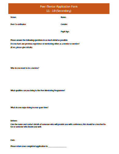 Mentor Application Form - 10+ Examples, Format, Pdf | Examples