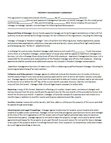 Property Management Agreement - 10+ Examples, Format, Pdf | Examples