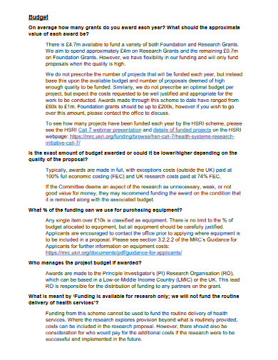 Research Budget - 11+ Examples, Format, Pdf | Examples