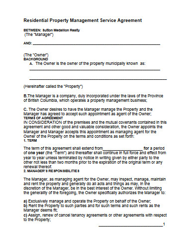 Property Management Agreement - 10+ Examples, Format, Pdf | Examples