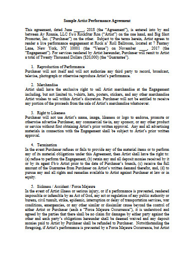 Artist Agreement - 10+ Examples, Format, Pdf | Examples