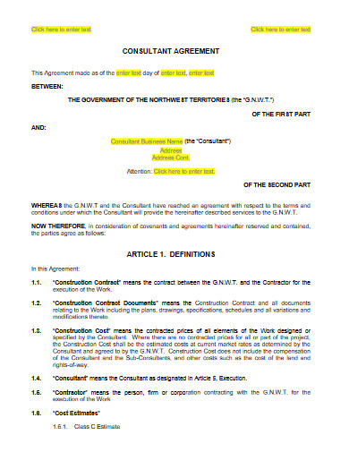 Consultant Agreement - 10+ Examples, Format, Pdf | Examples