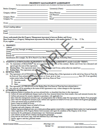 Property Management Agreement - 10+ Examples, Format, Pdf | Examples