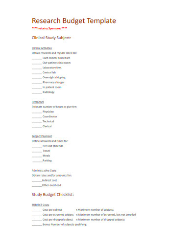 Research Budget - 11+ Examples, Format, Pdf | Examples