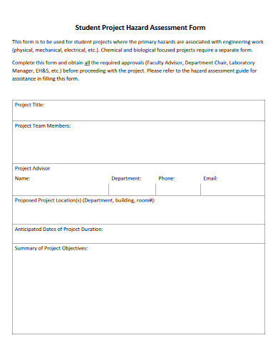 Hazard Assessment Form - 10+ Examples, Format, Sample | Examples
