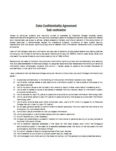 Data Confidentiality Agreement - 10+ Examples, Format, Pdf | Examples