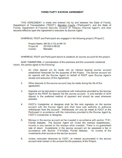 Escrow Agreement - 10+ Examples, Format, Pdf | Examples