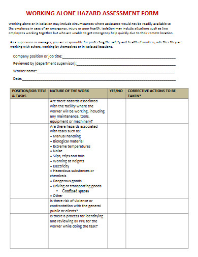 Hazard Assessment Form - 10+ Examples, Format, Sample | Examples