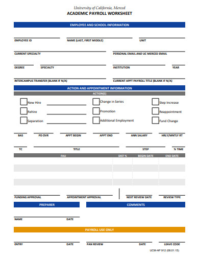 Payroll Worksheet - 10+ Examples, Format, Pdf | Examples