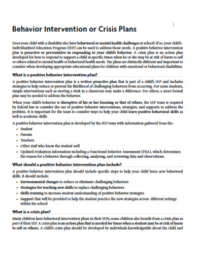Behavior Intervention Plan - 20+ Examples, Format, Pdf | Examples