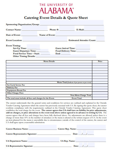 Quote Sheet - 10+ Examples, Format, Pdf | Examples