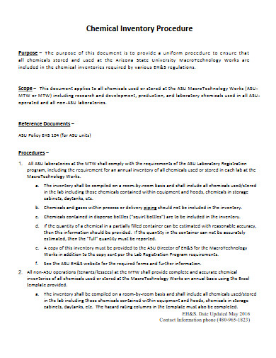 Chemical Inventory - 10+ Examples, Format, Pdf | Examples