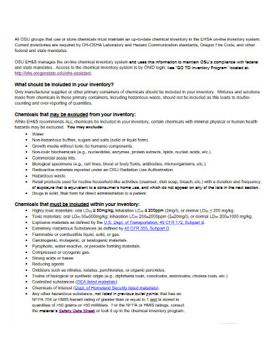 Chemical Inventory - 10+ Examples, Format, Pdf | Examples