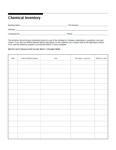 Chemical Inventory - 10+ Examples, Format, Pdf | Examples