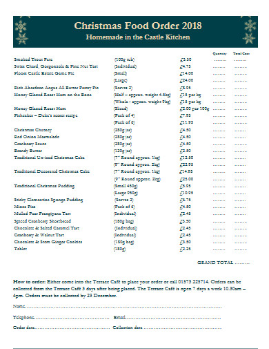 Food Order - 10+ Examples, Format, Pdf | Examples