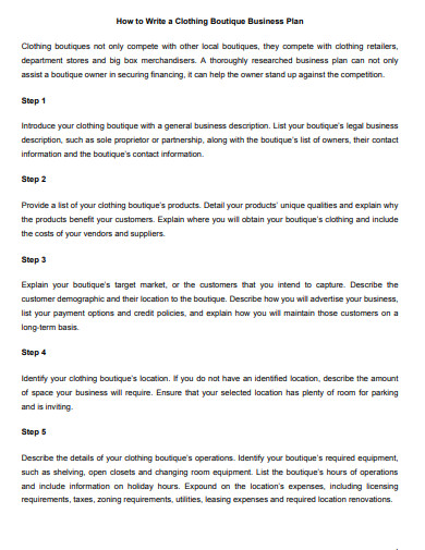 Boutique Business Plan - 10+ Examples, Format, Pdf | Examples