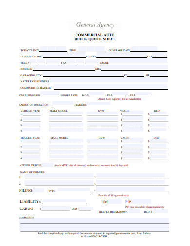 Quote Sheet - 10+ Examples, Format, Pdf | Examples
