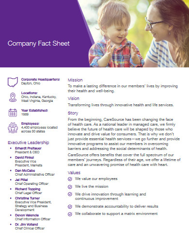 Company Sheet - 15+ Examples, Format, Pdf | Examples
