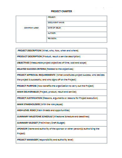 Project Charter - 12+ Examples, Format, Pdf | Examples