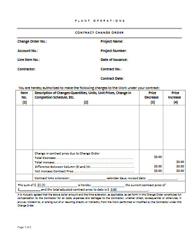 Change Order - 15+ Examples, Format, Pdf | Examples