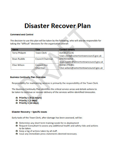 Disaster Recovery Plan - 10+ Examples, Format, Pdf | Examples