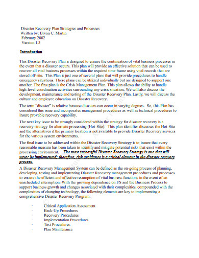 Disaster Recovery Plan - 10+ Examples, Format, Pdf | Examples