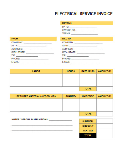 Electrical Invoice - 10+ Examples, Format, Pdf | Examples