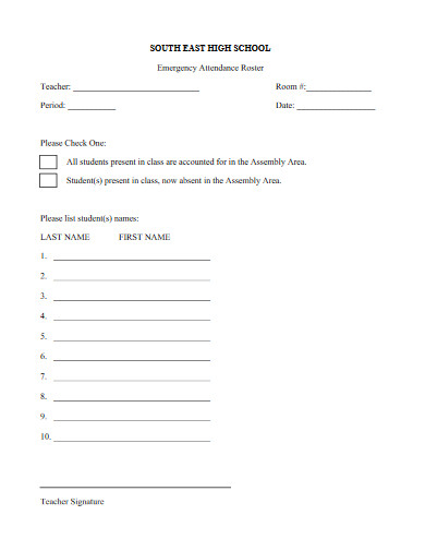 Attendance Roster - 10+ Examples, Format, Pdf | Examples