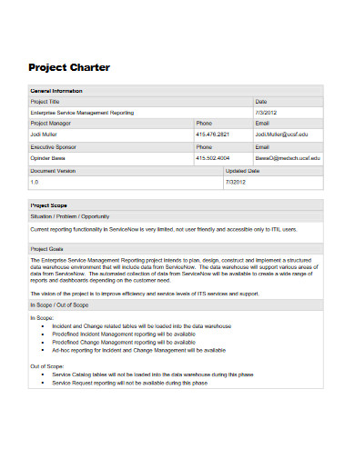 Project Charter - 12+ Examples, Format, Pdf | Examples