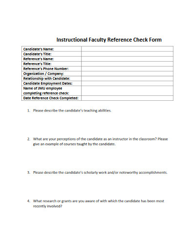 Reference Checking Form - 10+ Examples, Format, Sample | Examples