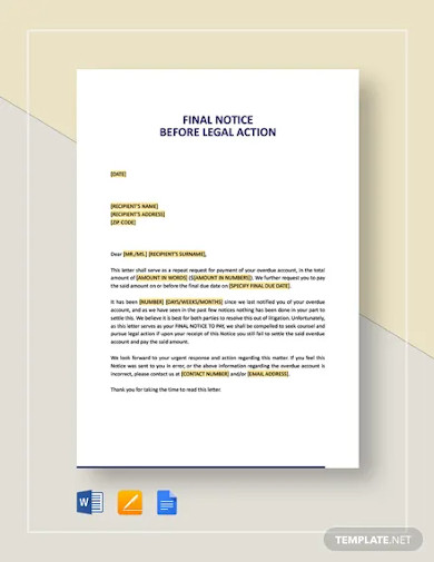 Legal Notice - 10+ Examples, Format, How To Create, Pdf