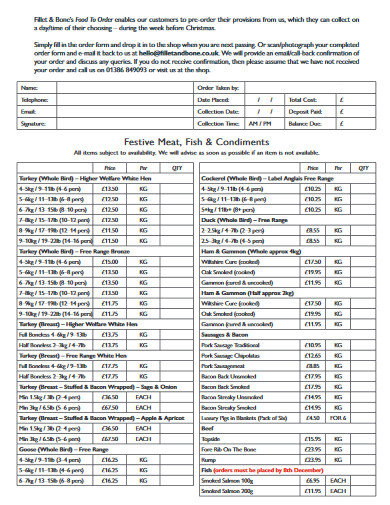 Food Order - 10+ Examples, Format, Pdf | Examples