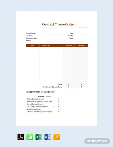 Change Order - 15+ Examples, Format, Pdf | Examples