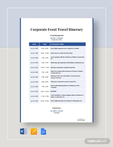Event Itinerary - 15+ Examples, Format, Pdf | Examples