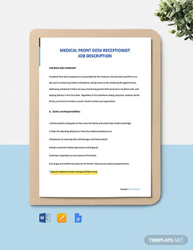 Receptionist Job Description - 10+ Examples, Format, Pdf | Examples