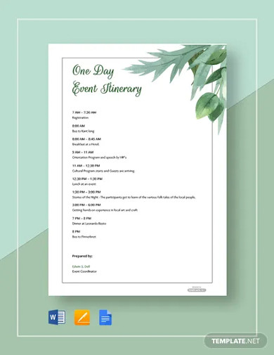 Event Itinerary - 15+ Examples, Format, Pdf | Examples