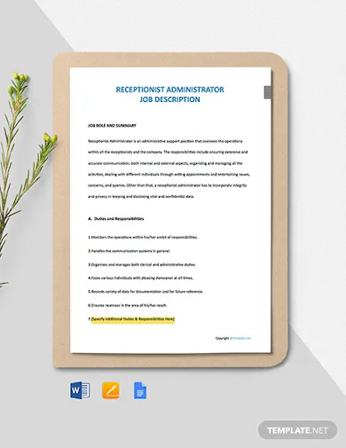 Receptionist Job Description - 10+ Examples, Format, Pdf | Examples